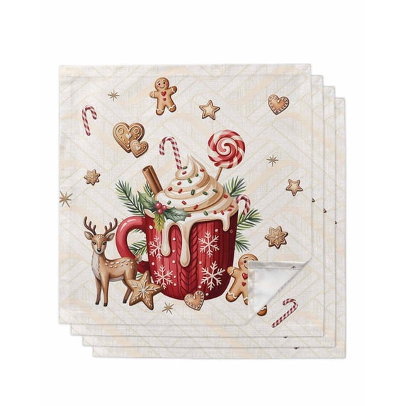 Christmas Cloth Napkins Set of 4 Reusable Dinner Napkins, Winter Deer ...