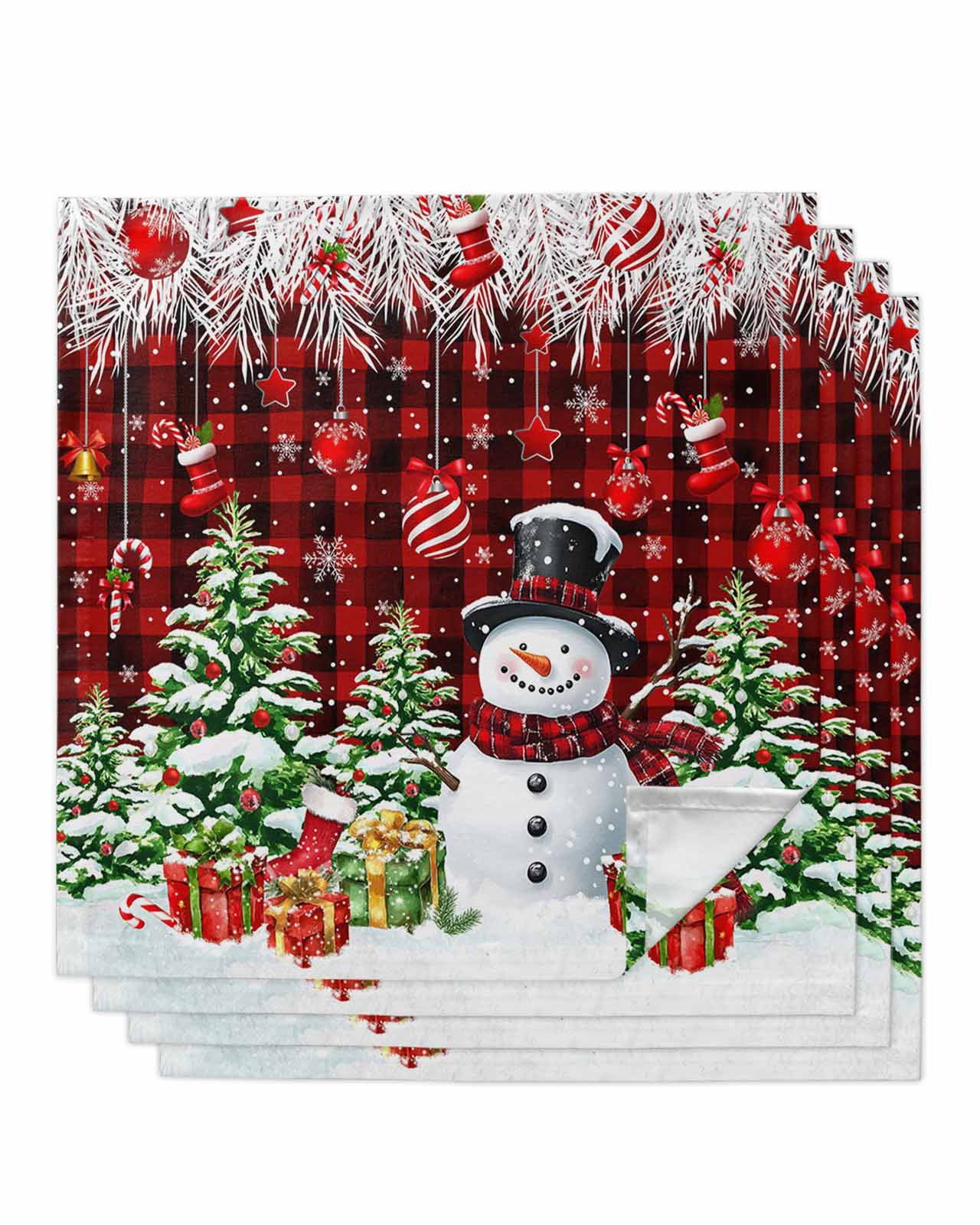 Christmas Cloth Napkins Set of 4 Reusable Dinner Napkins, Winter ...