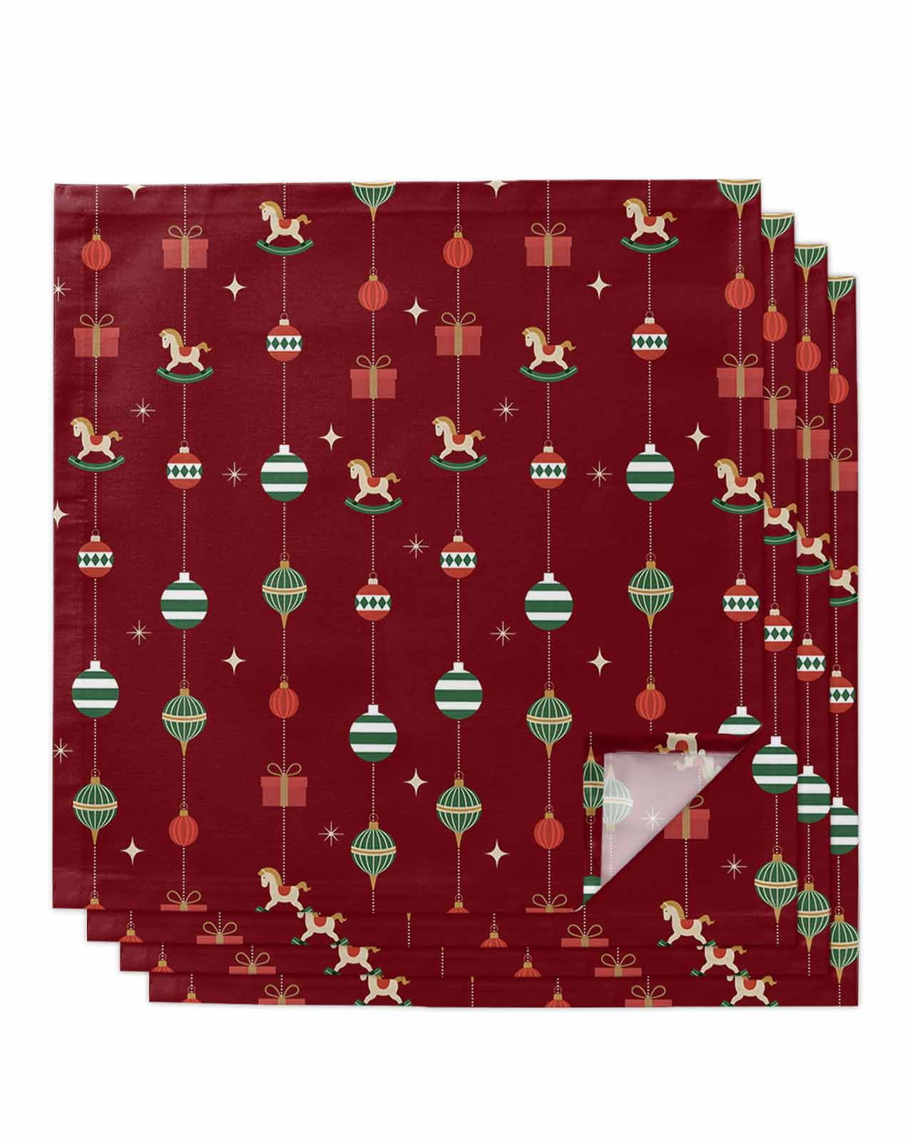 Christmas Cloth Napkins Set of 4 Reusable Dinner Napkins, Winter Xmas ...