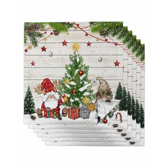 Christmas Cloth Napkins Set of 6 Reusable Dinner Napkins, Gnomes Xmas ...