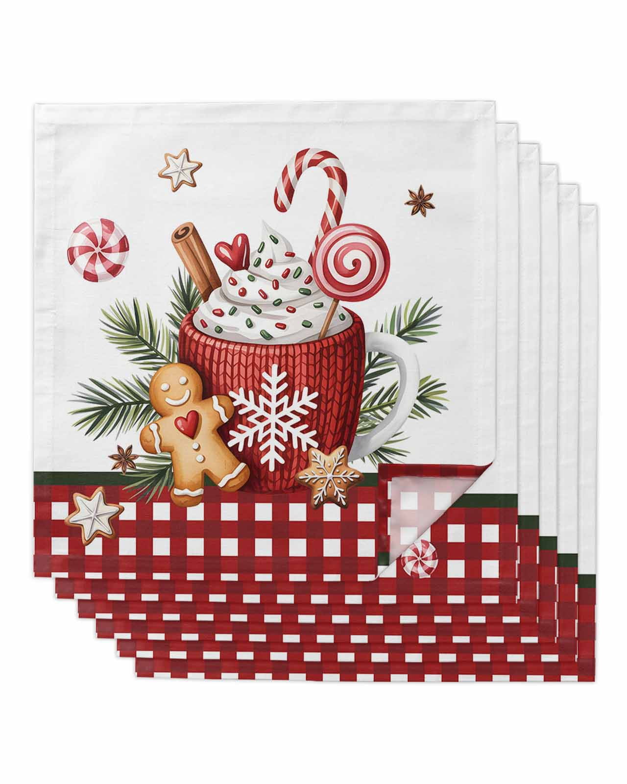 Christmas Cloth Napkins Set of 6 Reusable Dinner Napkins, Winter Ice ...