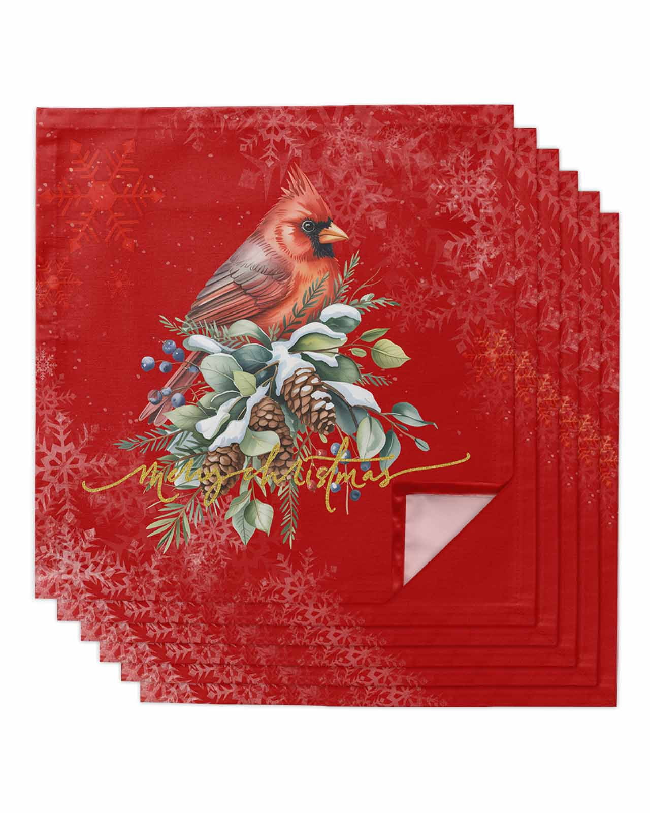 Christmas Cloth Napkins Set of 6 Reusable Dinner Napkins, Winter Red ...