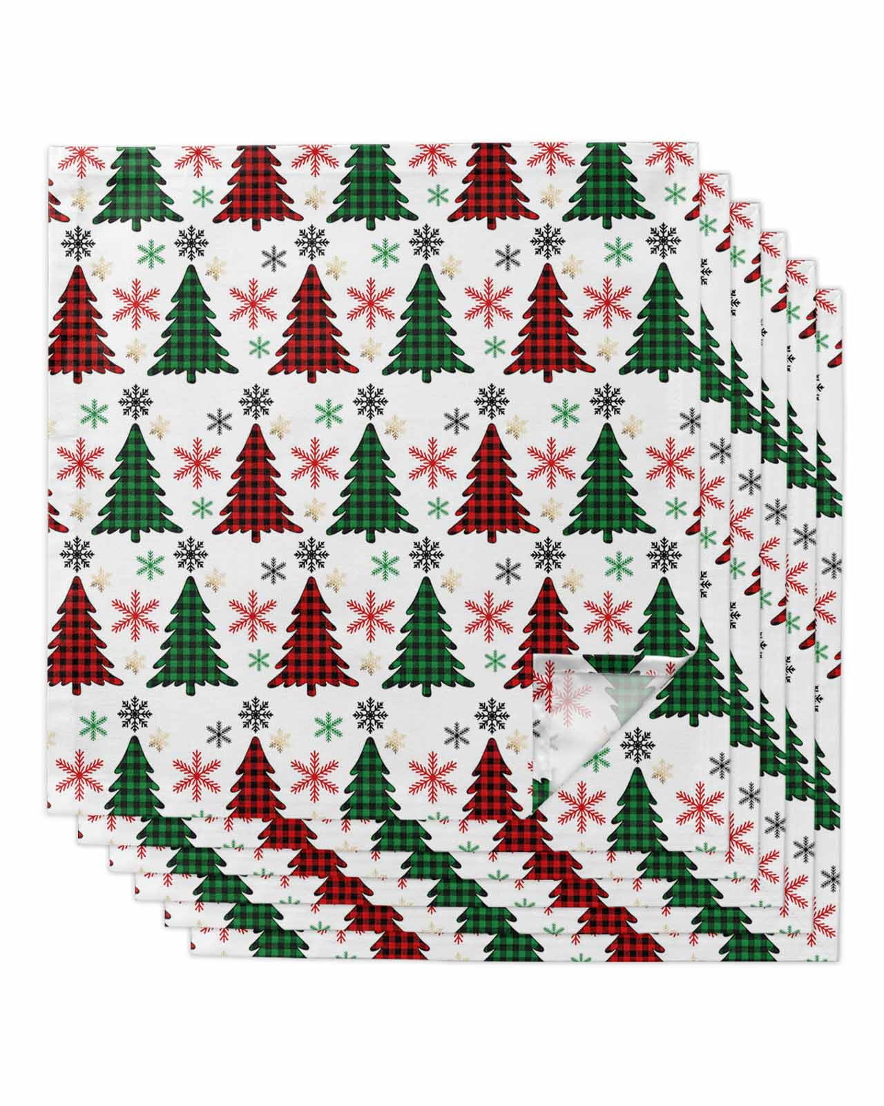 Christmas Cloth Napkins Set of 6 Reusable Dinner Napkins, Winter Red ...