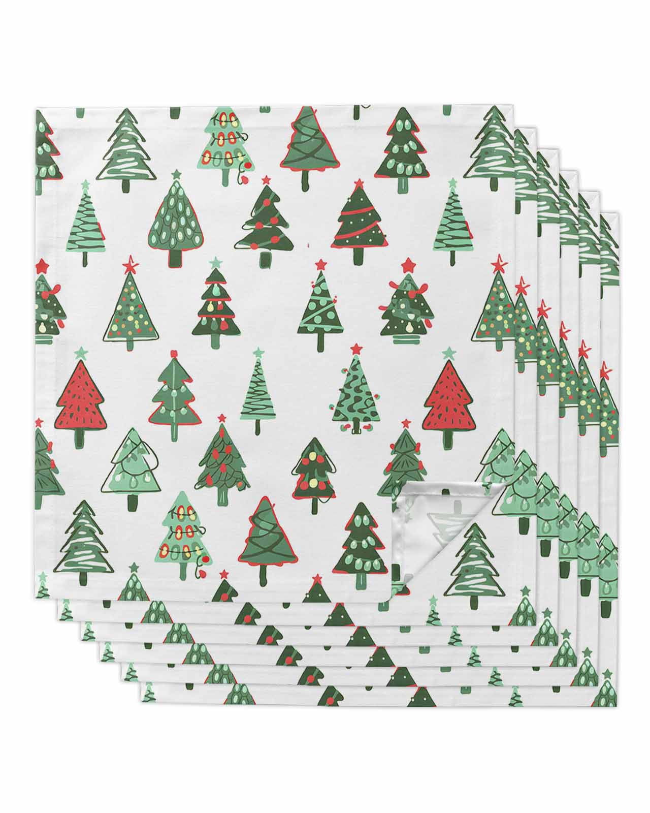 Christmas Cloth Napkins Set of 6 Reusable Dinner Napkins, Winter Xmas ...