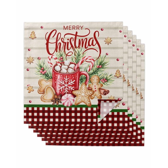 Christmas Cloth Napkins Set of 6 Reusable Dinner Napkins, Xmas Hot ...
