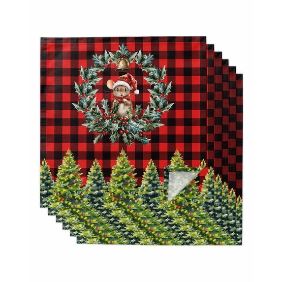 Christmas Cloth Napkins Set of 6 Reusable Dinner Napkins, Xmas Tree ...