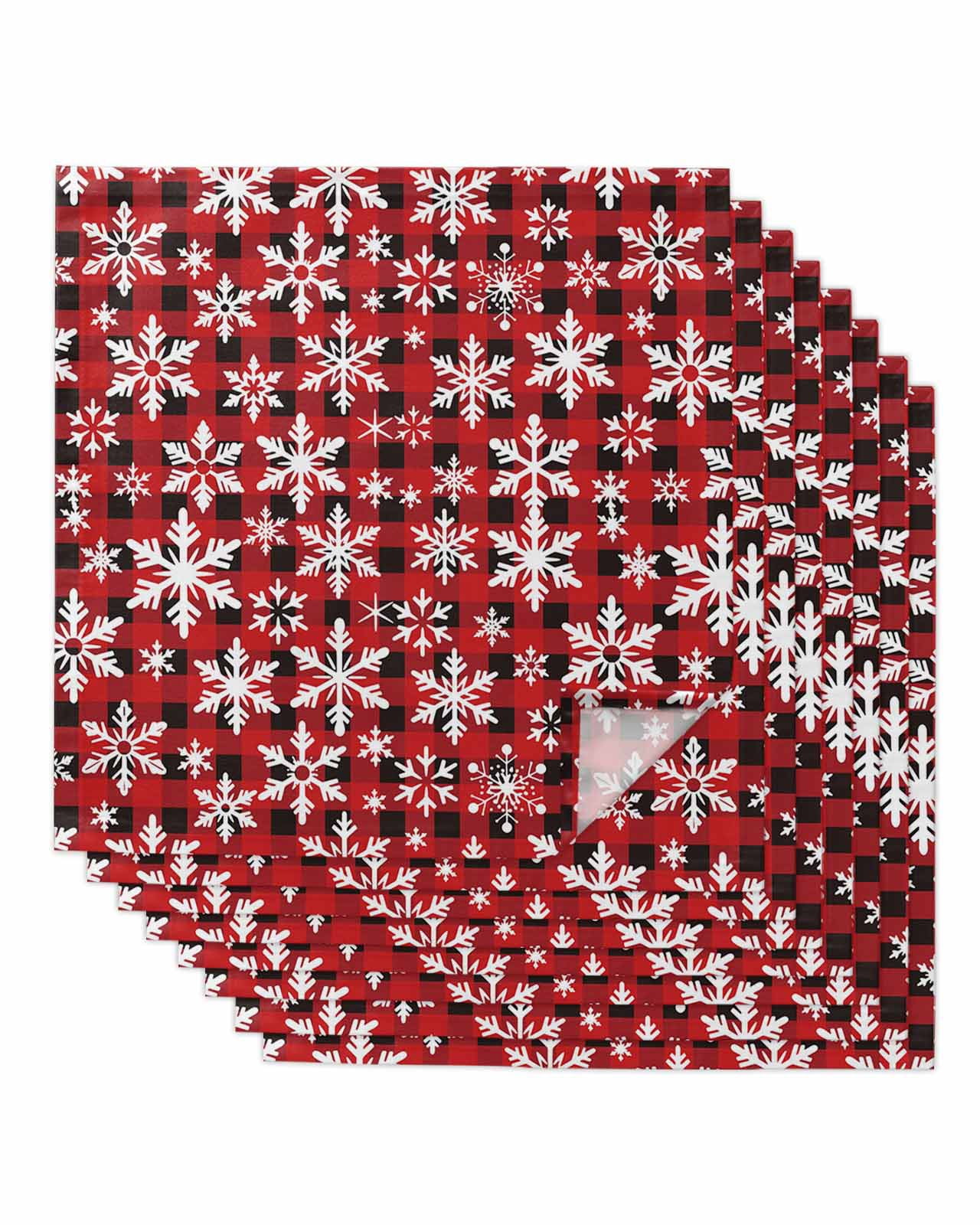 Christmas Cloth Napkins Set of 8 Reusable Dinner Napkins, Winter ...