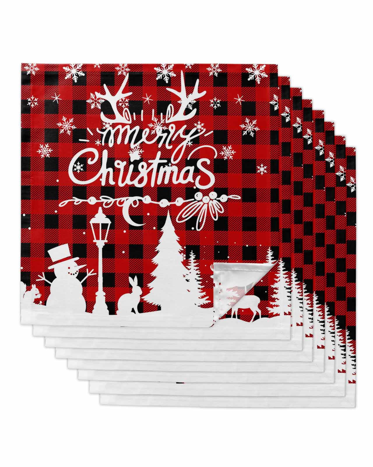 Christmas Cloth Napkins Set of 8 Reusable Dinner Napkins, Winter ...