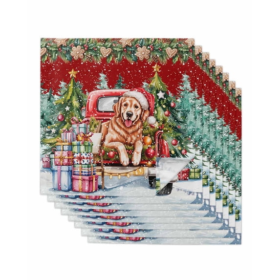 Christmas Cloth Napkins Set of 8 Reusable Dinner Napkins, Winter Xmas ...