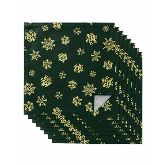 Christmas Cloth Napkins Washable Set of 8, Dark Green Winter Gold ...