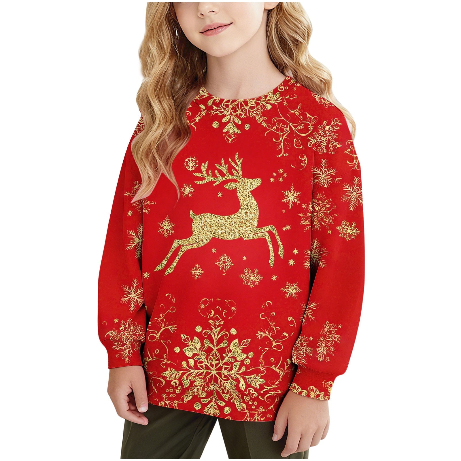 Christmas Clothes Boys Girls Crewneck Sweatshirts Snowflake Xmas ...
