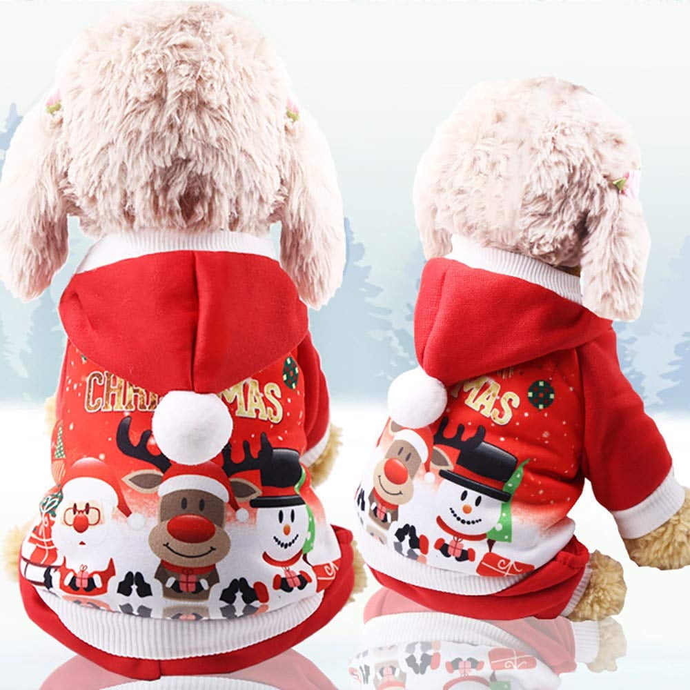Christmas Clothes for Dogs Pet Sweatshirt Santa Claus Elk Snowman Small ...
