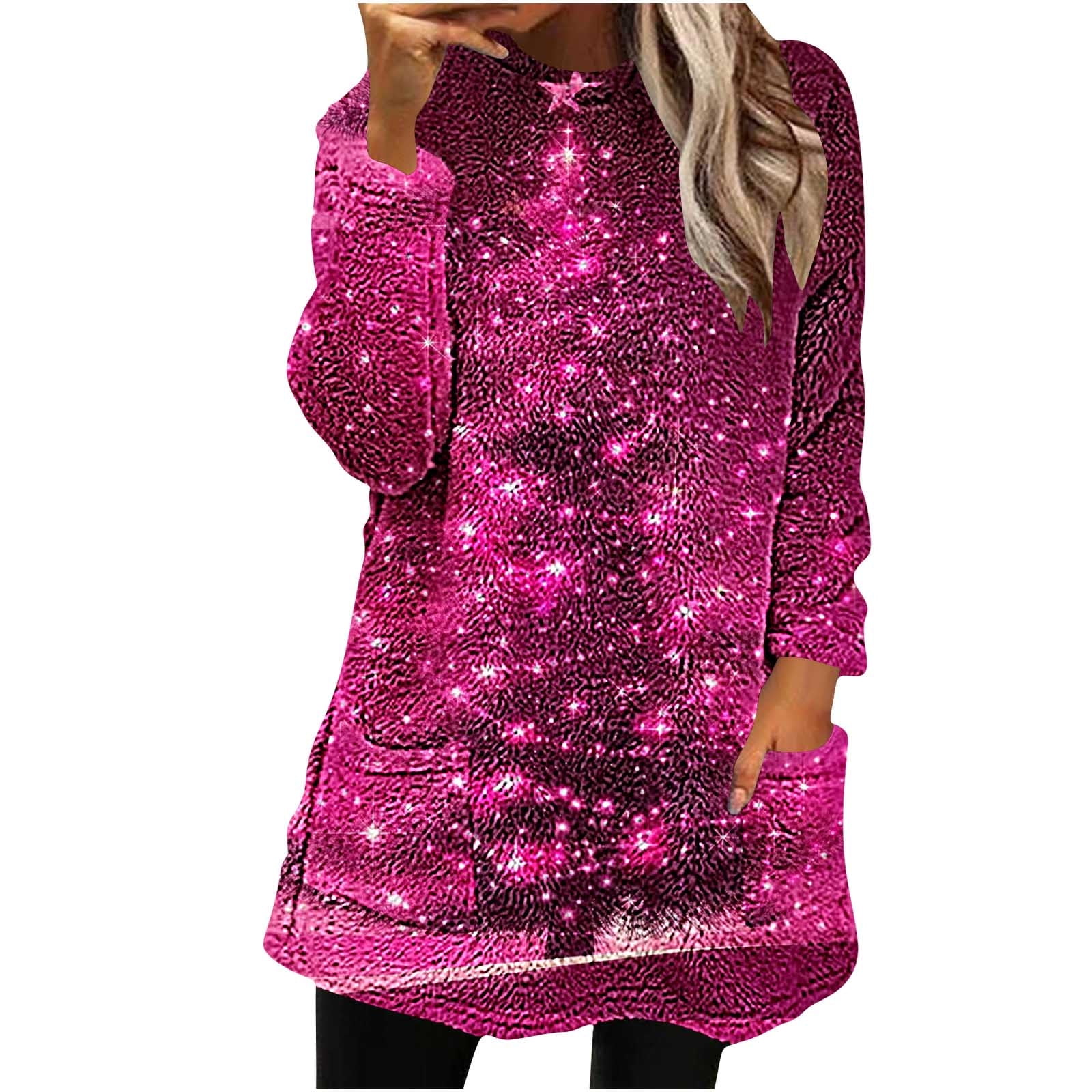 Christmas Clothes for Women Pullover Sweaters 2 Pockets Crewneck ...