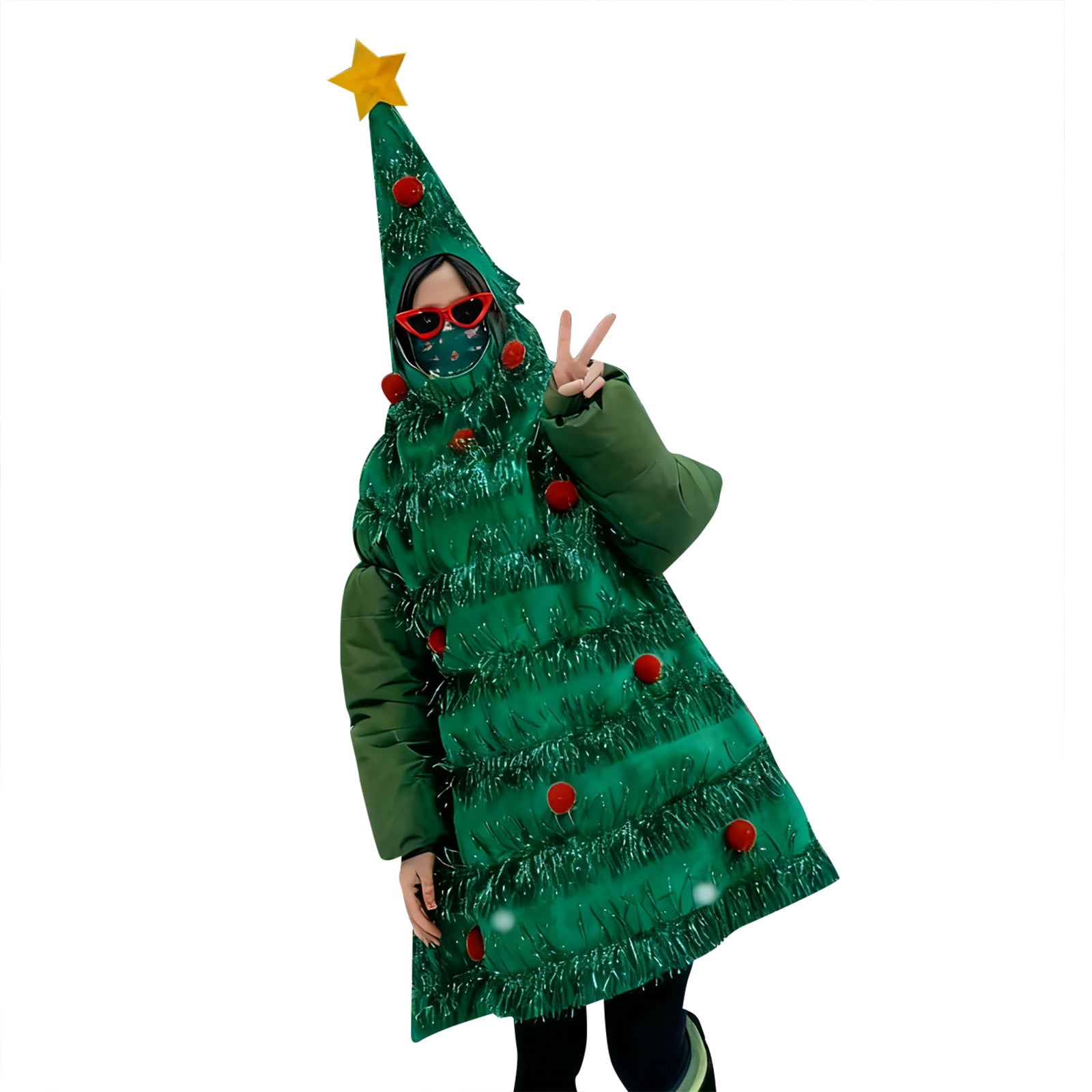 Christmas Co`stu`m`e for Women - Christmas Tree Co`spl~ay Gown (Face ...