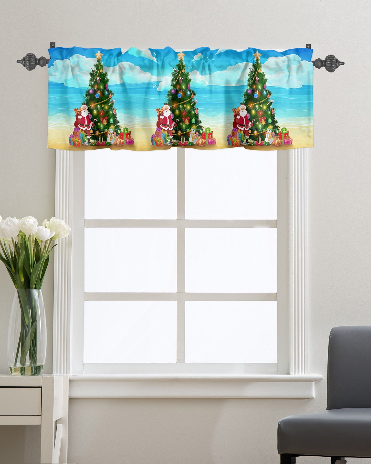Christmas Coastal Santa Claus Window Treatment Panel for Living Room ...