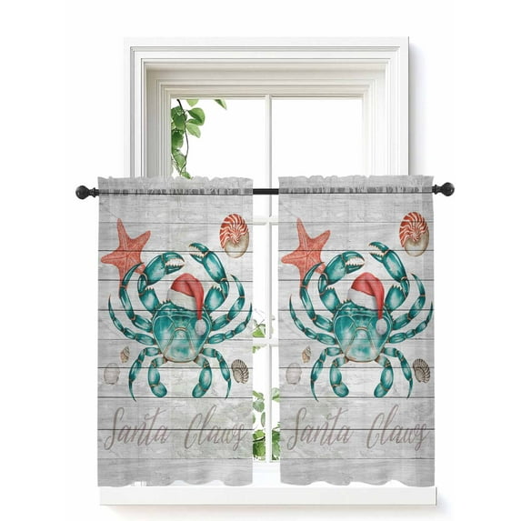 Christmas Coastal Tier Curtains 45 Inch Length,Sheer Curtains for ...
