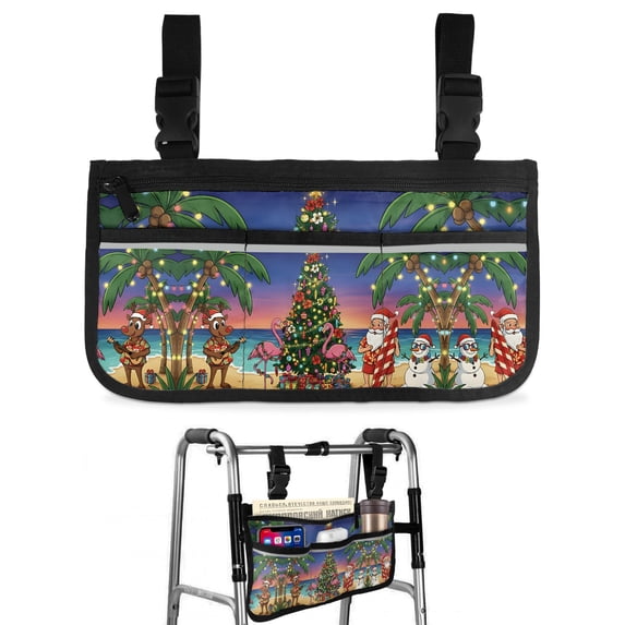 Christmas Coastal Wheelchair Bag with Cup Holder Walker Bag with ...