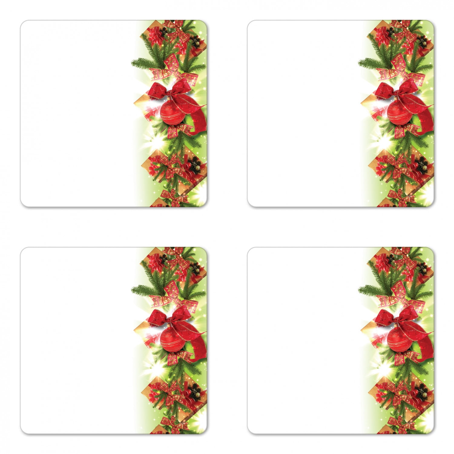 Christmas Coaster Set of 4, Classical Ribbons Baubles Used to Festoon ...