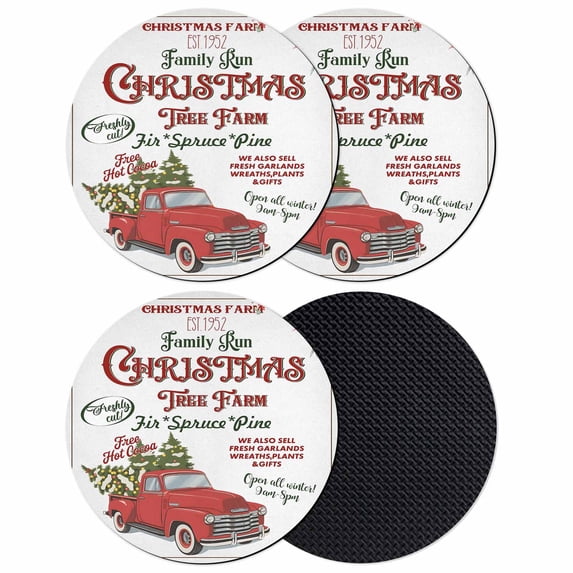 Christmas Coasters Set of 4, Absorbent Coasters for Drinks, Red Trucks ...