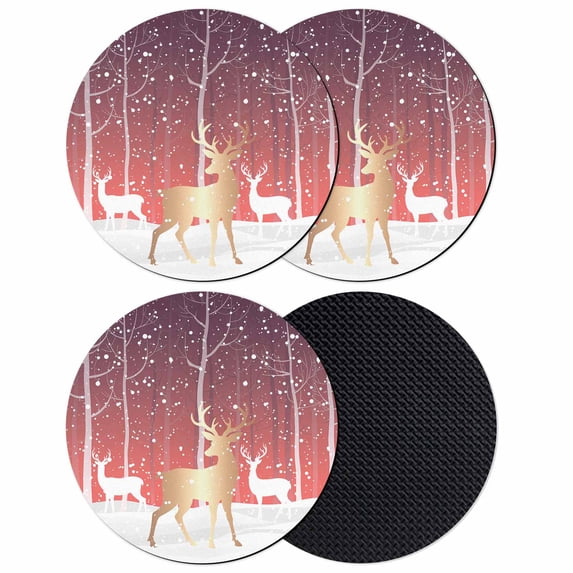 Christmas Coasters Set of 4, Absorbent Coasters for Drinks, Winter Elk ...