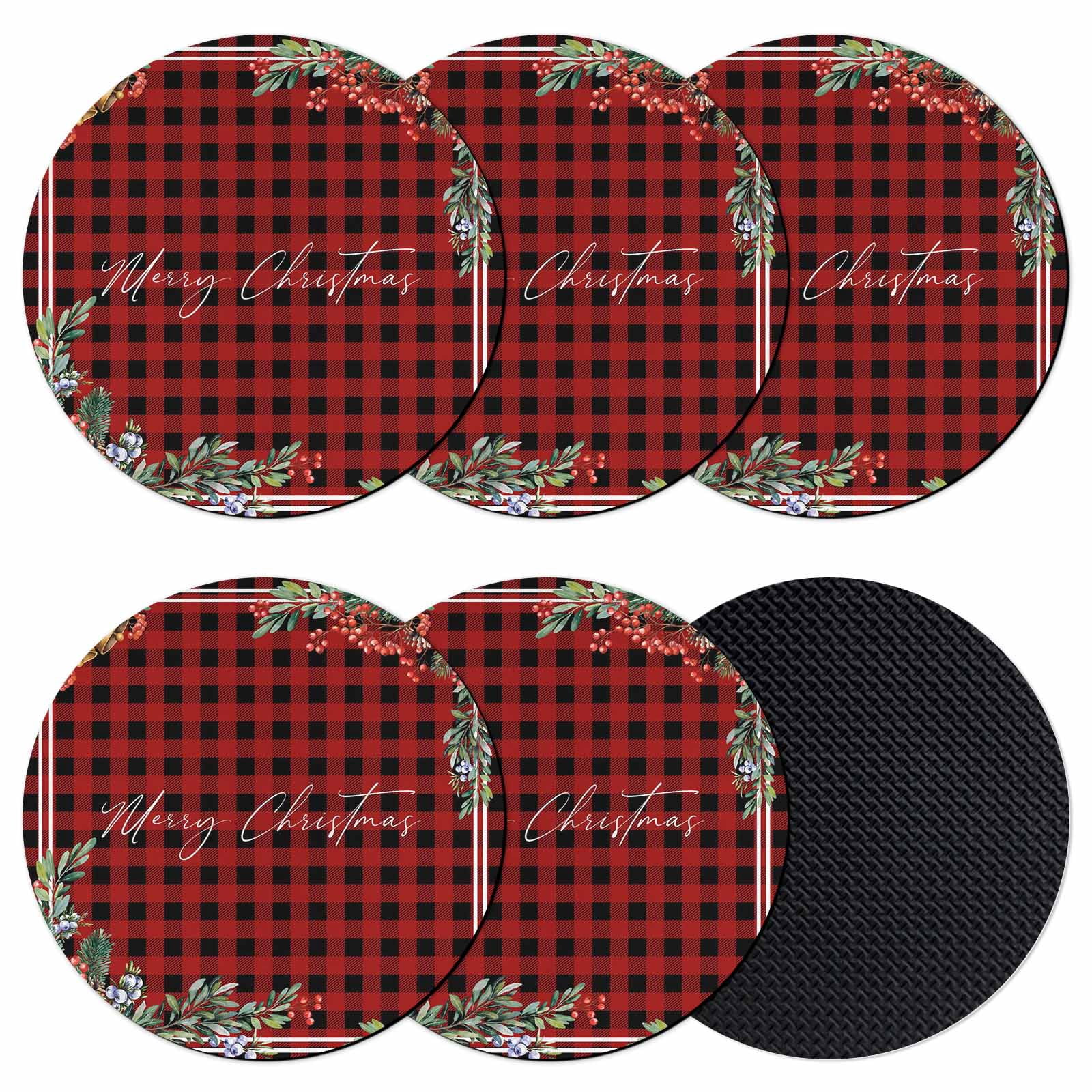 Christmas Coasters Set of 6, Absorbent Coasters for Drinks, Pine Cones ...