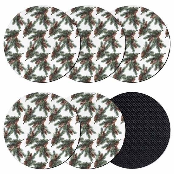 Christmas Coasters Set of 6, Absorbent Coasters for Drinks, Xmas Pine ...
