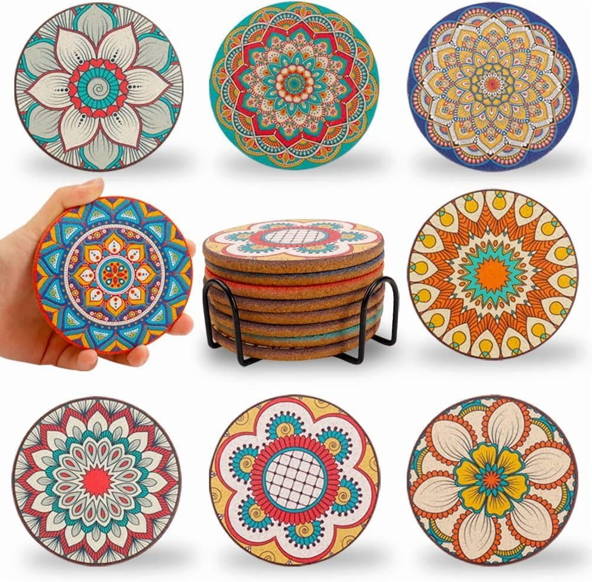 Christmas Coasters Set of 8,Cork for Drinks,Cute Drink Coaster with ...