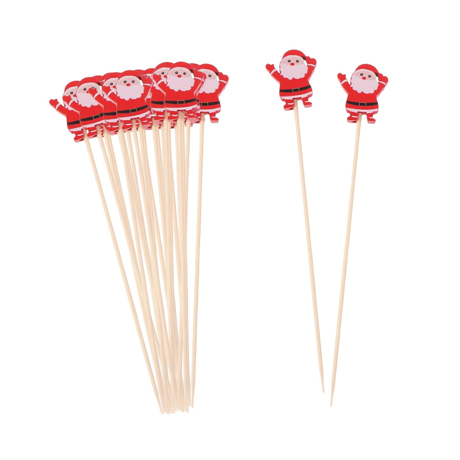 Christmas Cocktail Picks Bamboo Toothpicks Disposable Fancy Wooden ...