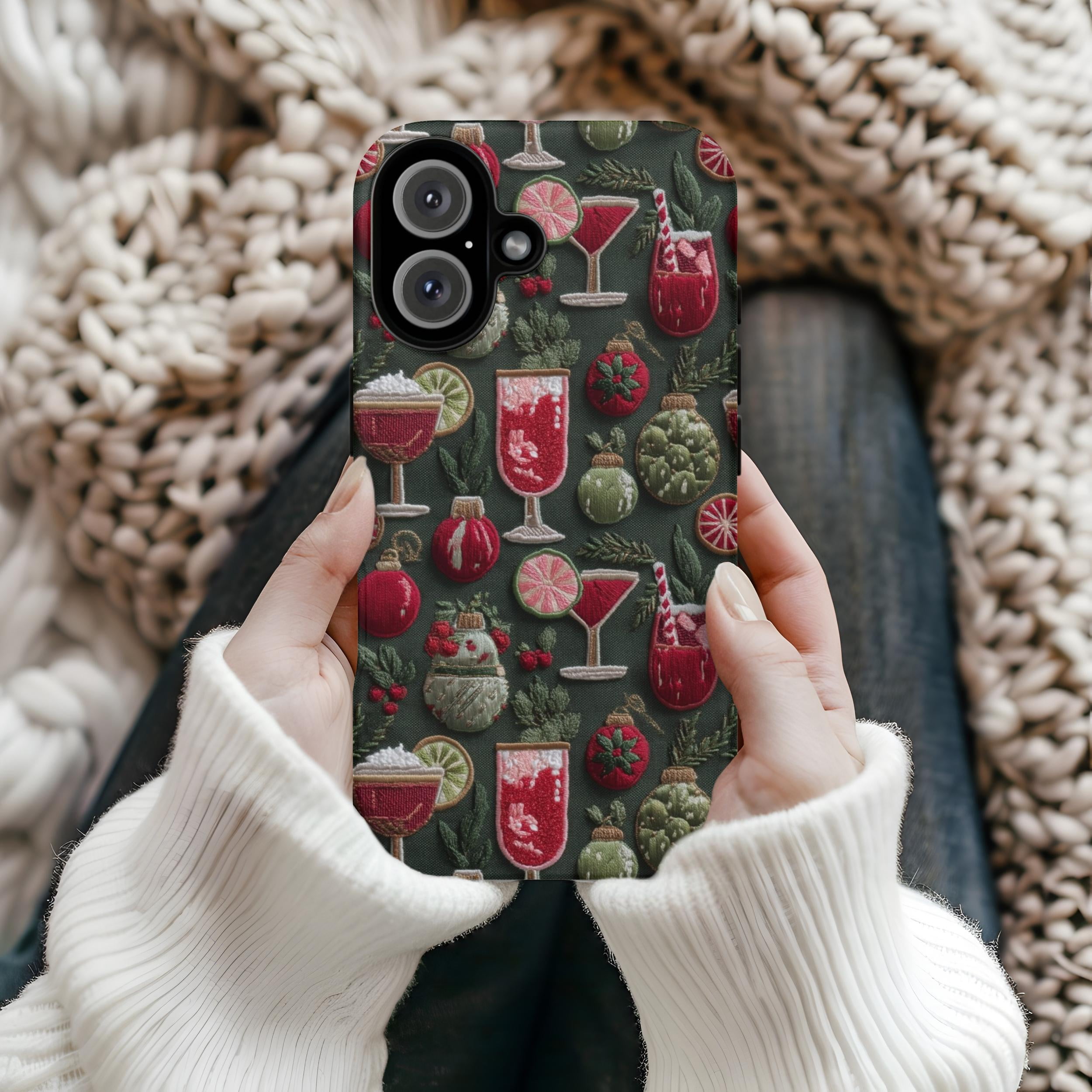 Christmas Cocktails Phone Case Holiday Foodie Gift iPhone 17 to 11 Pro ...
