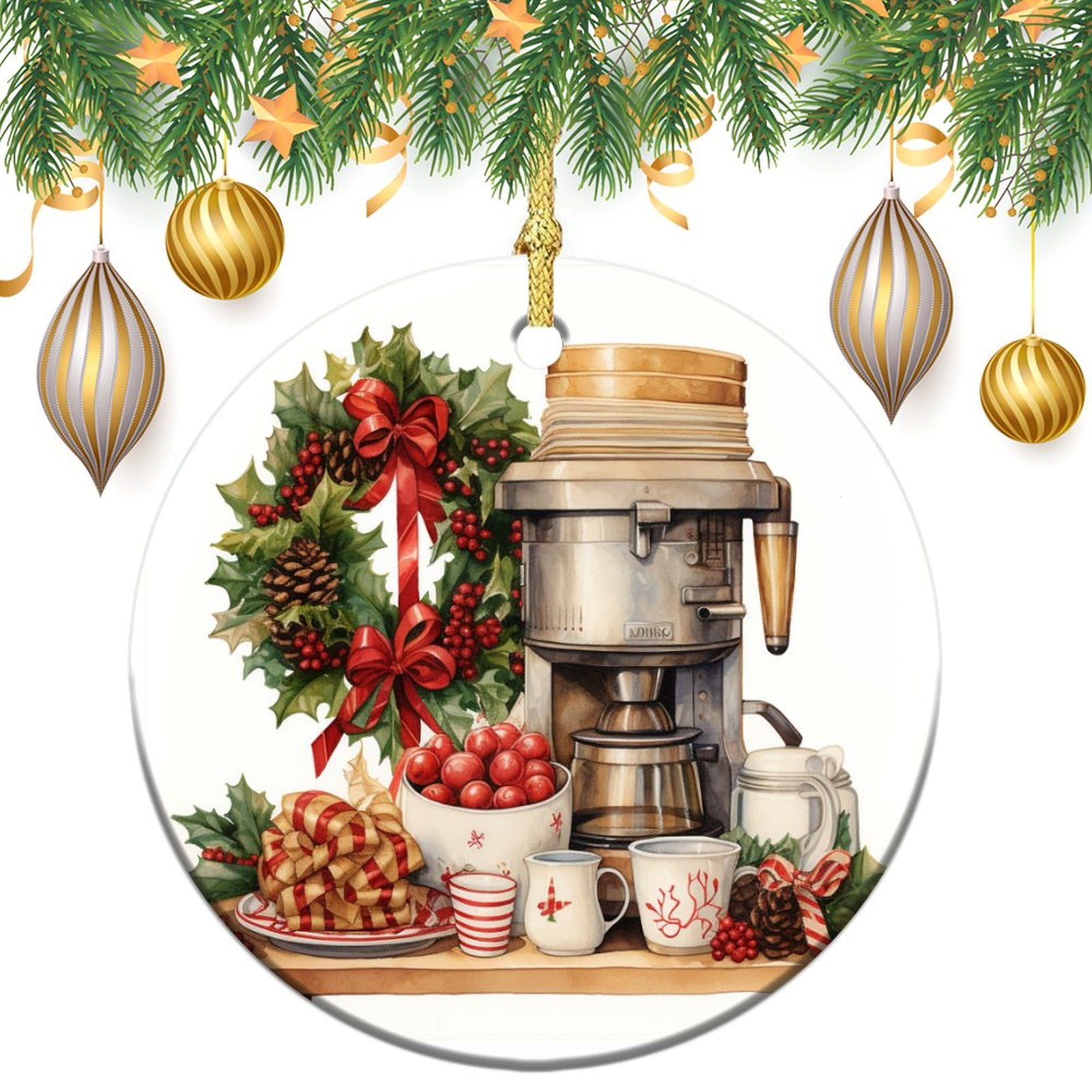 Christmas Coffee Christmas Ornament Coffee Shop Christmas Bauble ...