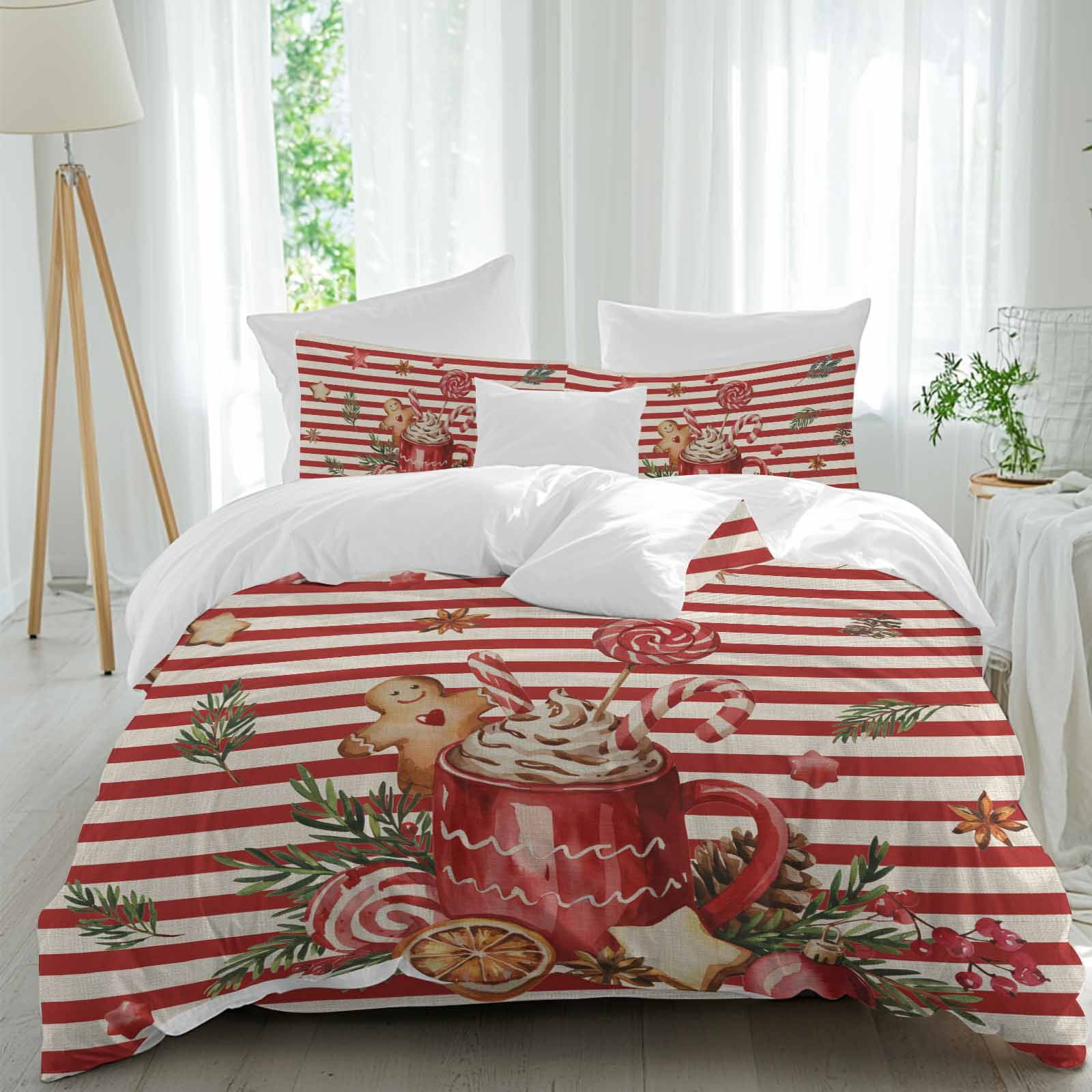 Christmas Coffee Gingerbread Man Duvet Cover Set Twin Size, Candy Pine ...