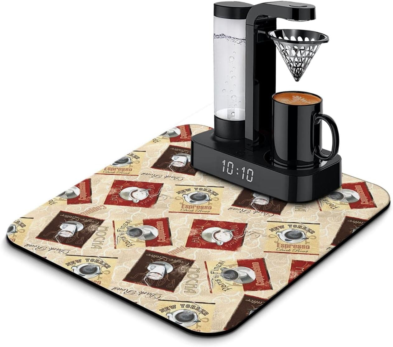 Christmas Coffee Mat Rubber Dish Drying Mat For Kitchen Counter ...