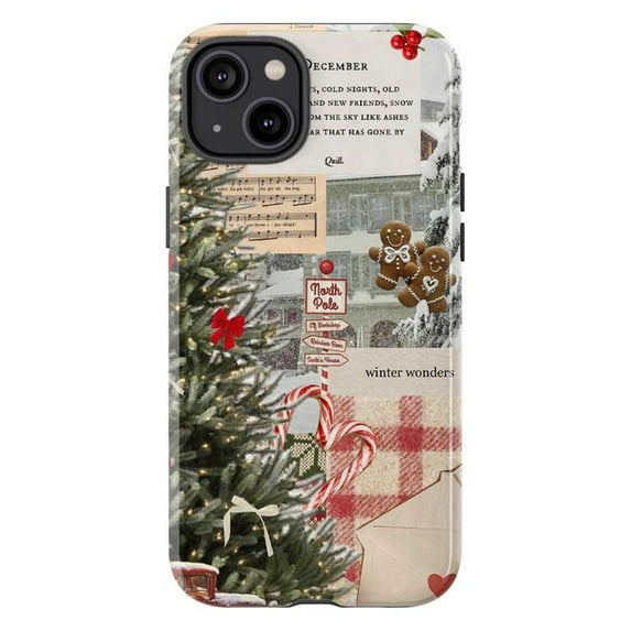 Christmas Collage Phone Case, Winter Tree Gingerbread Candy Cane ...