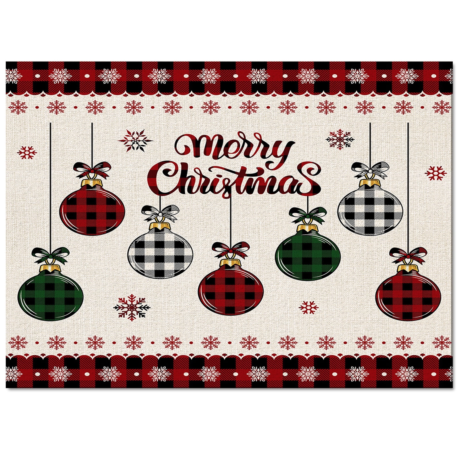 Christmas Color Area Rug 5x7ft Lantern Red and Black Plaid Burlap ...