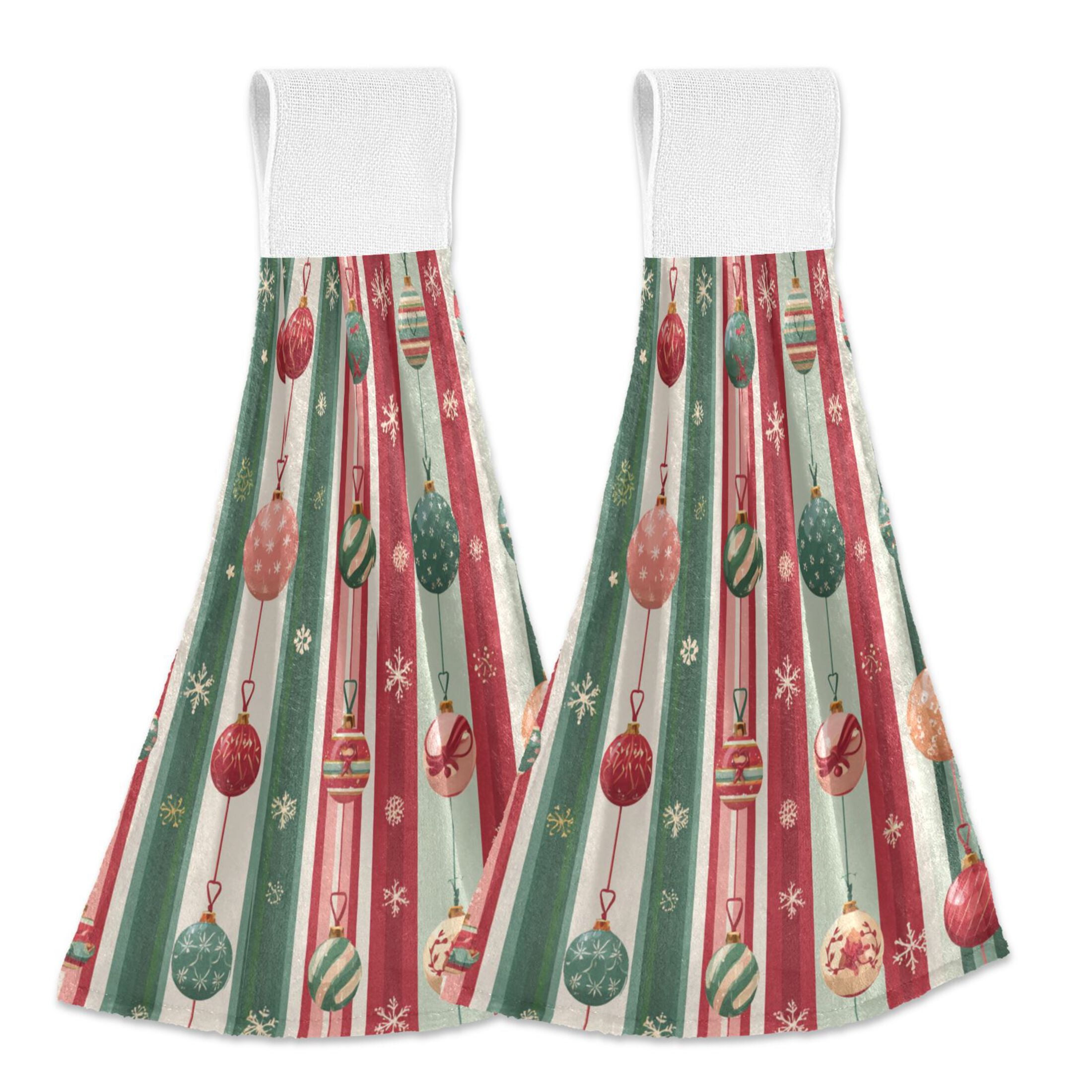 Christmas Color Stripes with Bulb Light Hanging Towels with Loop Hand ...