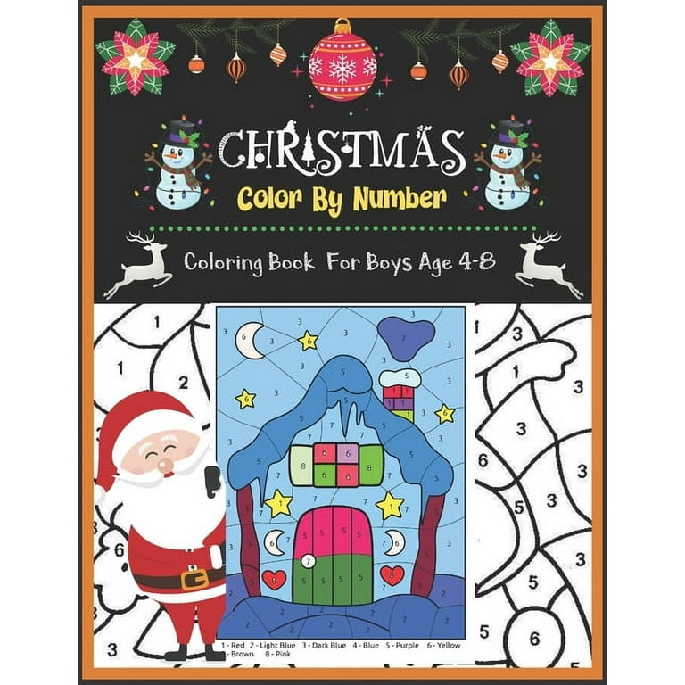 christmas color by number coloring book