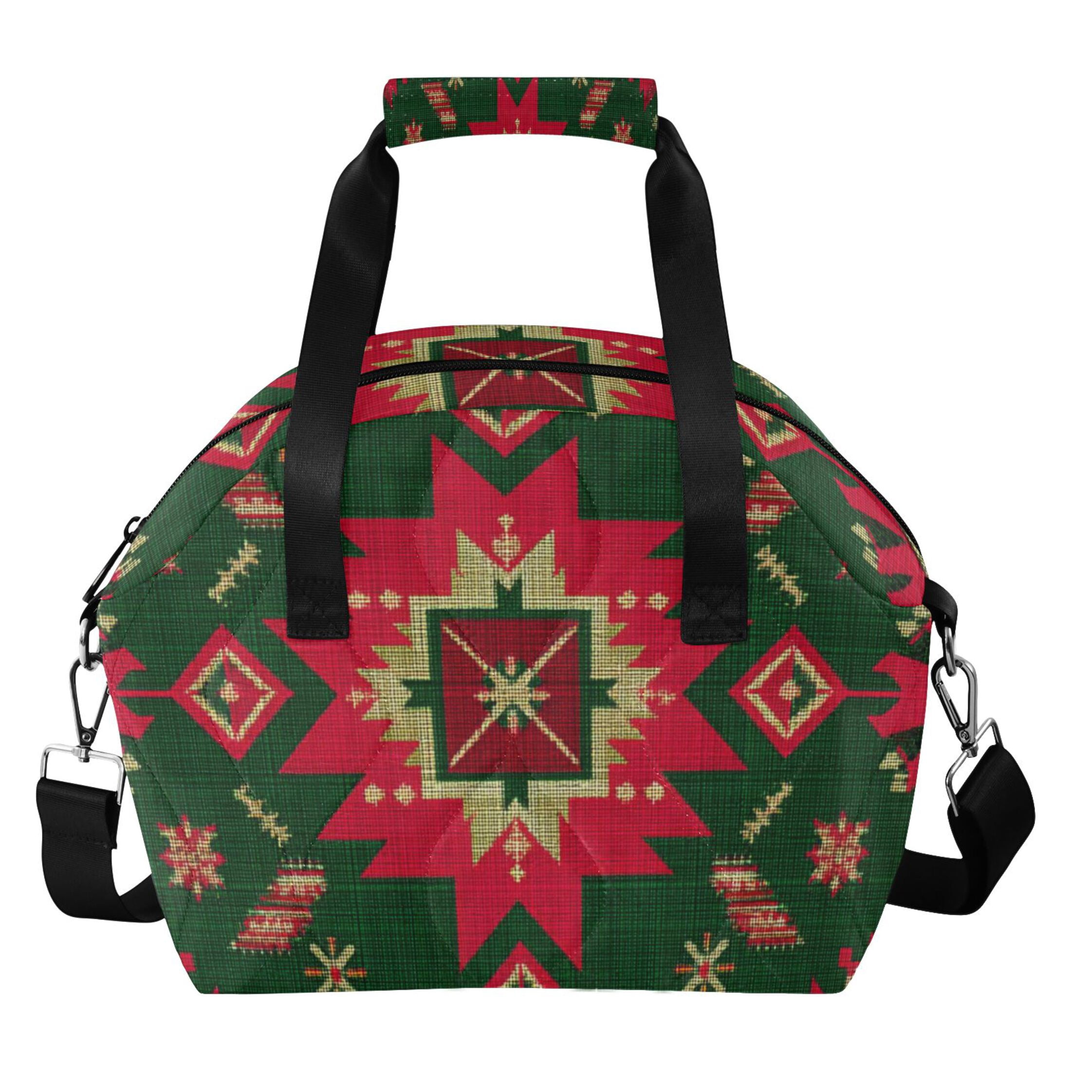 Christmas Colored Pattern Elegant Texture Insulated Lunch Bag Reusable ...