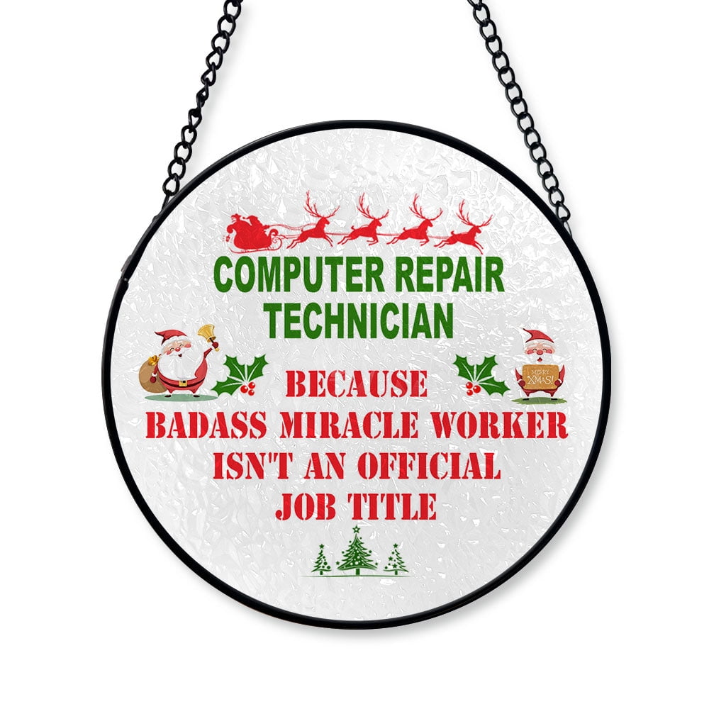 Christmas Computer Repair Technician Stained Glass Window Hanging 2025 ...