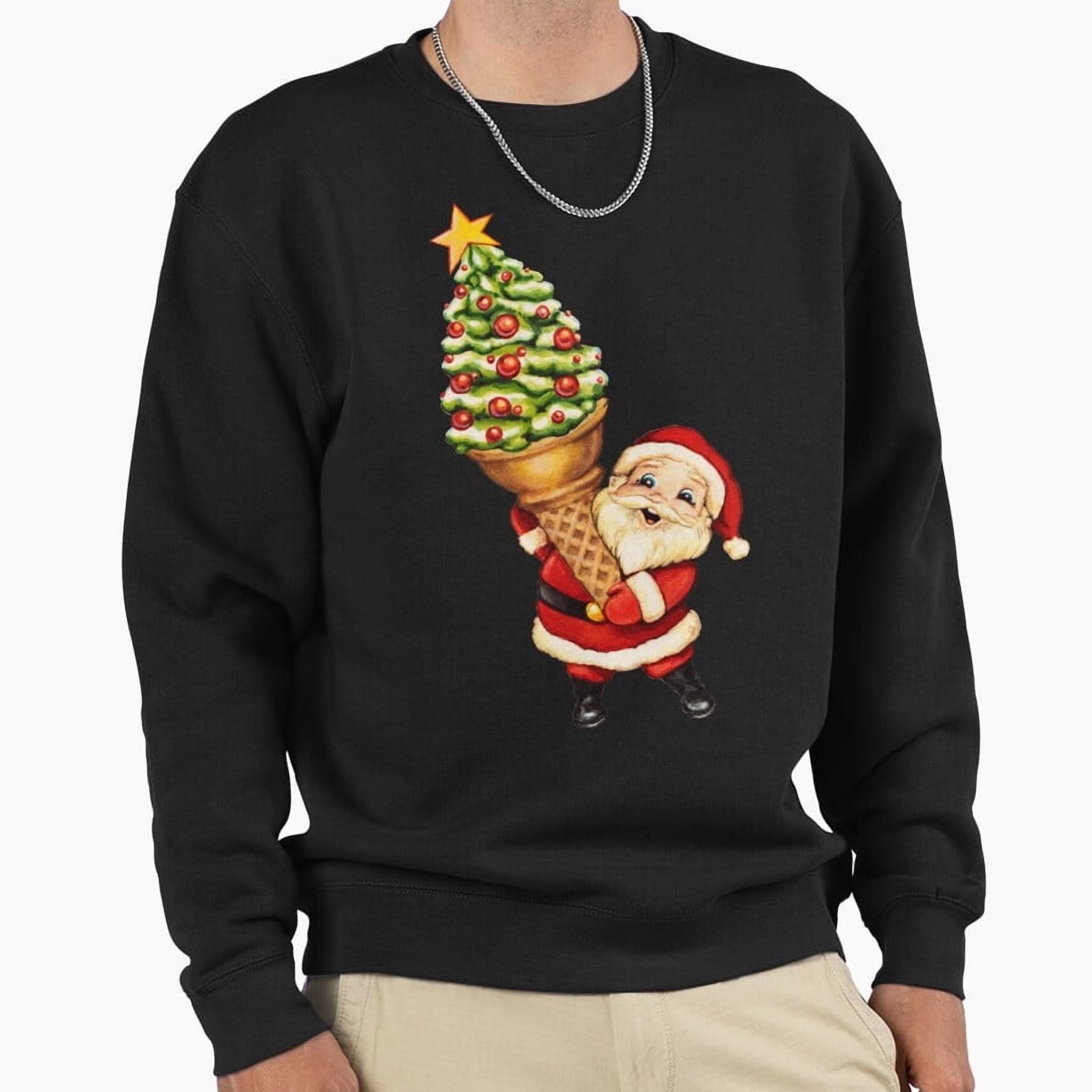 Christmas Cone Ice Cream Foodie Funny Retro Holiday Graphic Art Unisex ...