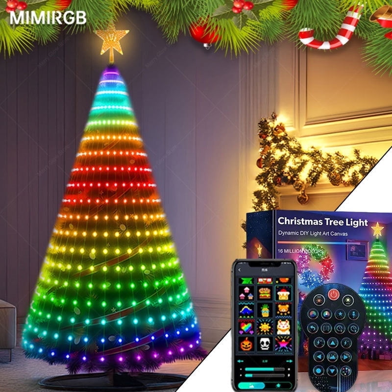 Christmas Cone Tree Lights,400 LEDs RGBIC, App Control, IP67 Waterproof ...
