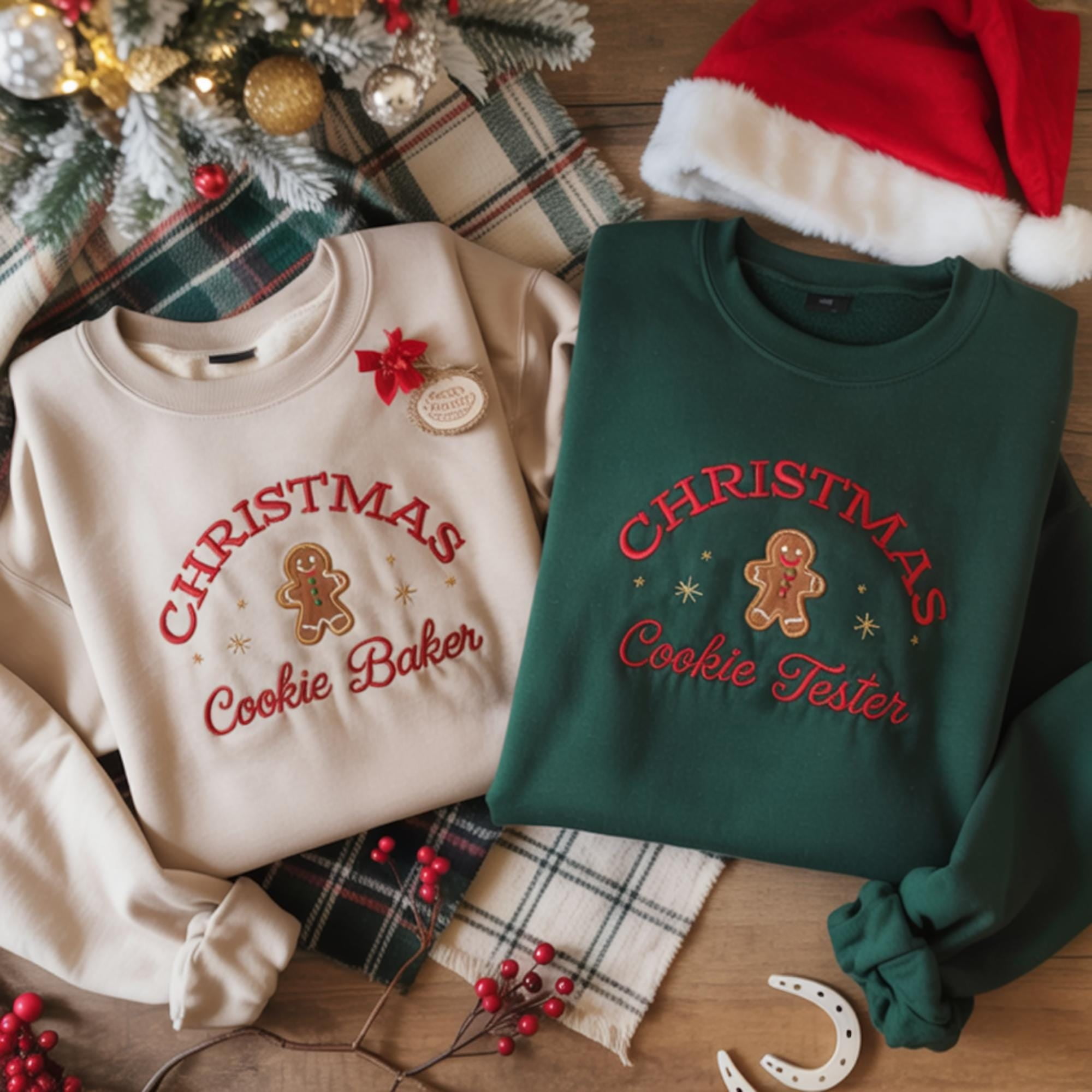 Christmas Cookie Baker Tester Couple Embroidered Sweatshirt ...