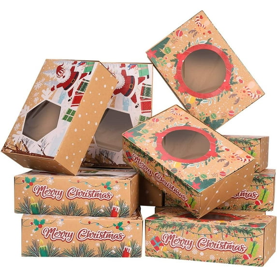 Christmas Cookie Boxes, Large Holiday Bakery Food Container for Gift ...
