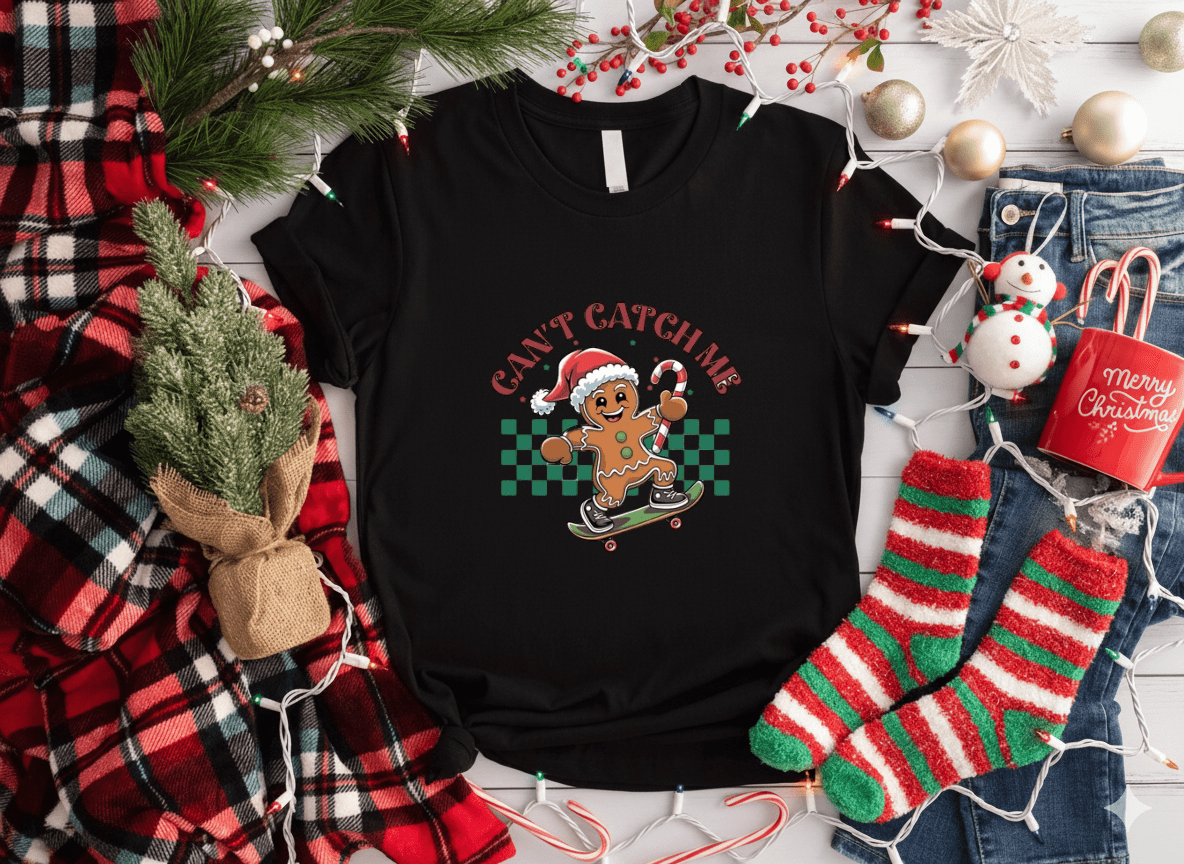 Christmas Cookie Can't Catch Me Funny Gingerbread Humor Art Unisex T ...