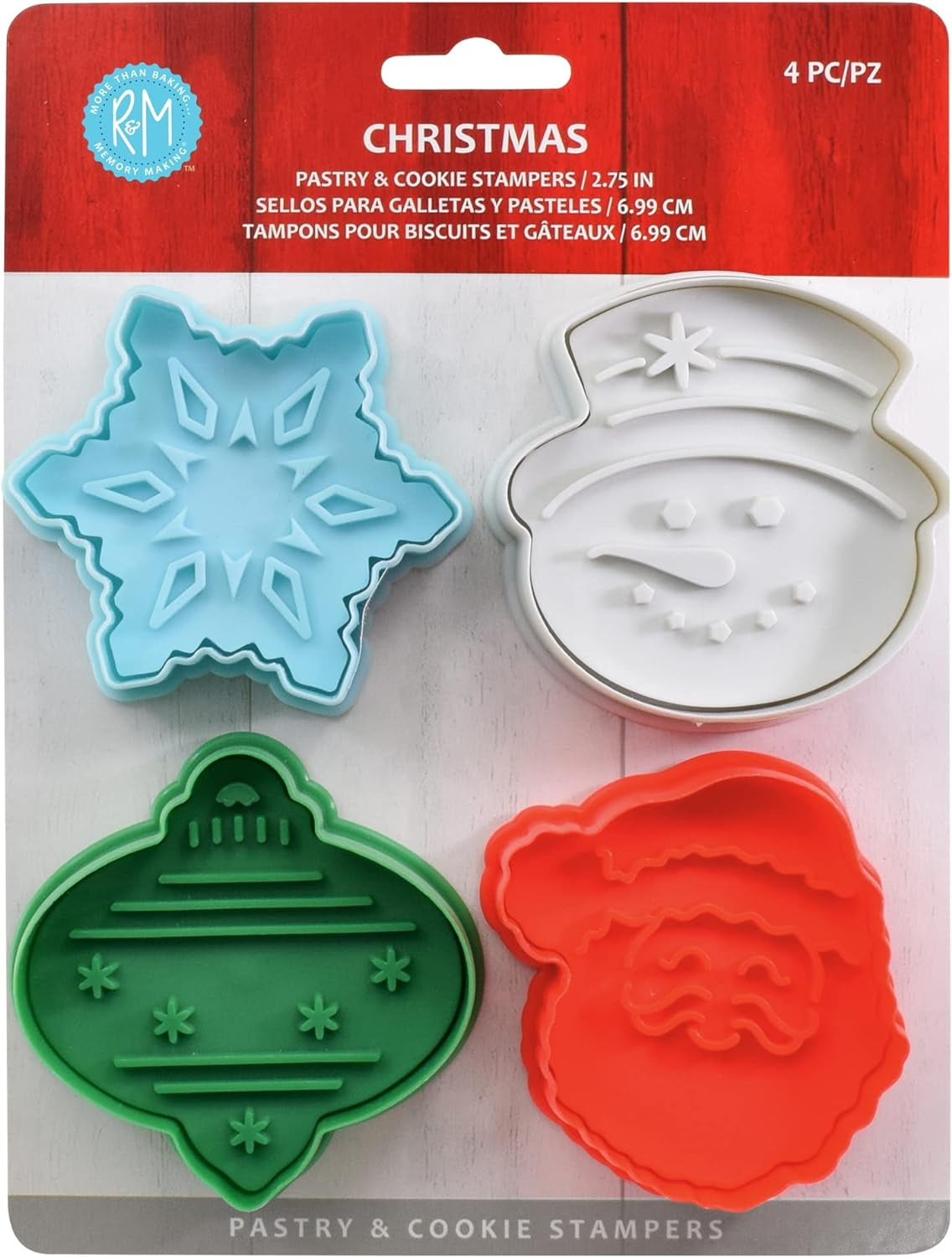 Christmas Cookie Cutter Stamper Set of 4 Assorted Designs Snowflake ...