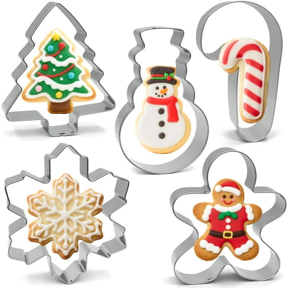 Christmas Cookie Cutters Large - 5 Pieces - Gingerbread Man, Christmas ...