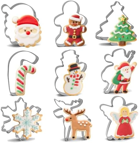 Christmas Cookie Cutters Set - 9 Pieces - Christmas Tree, Gingerbread ...