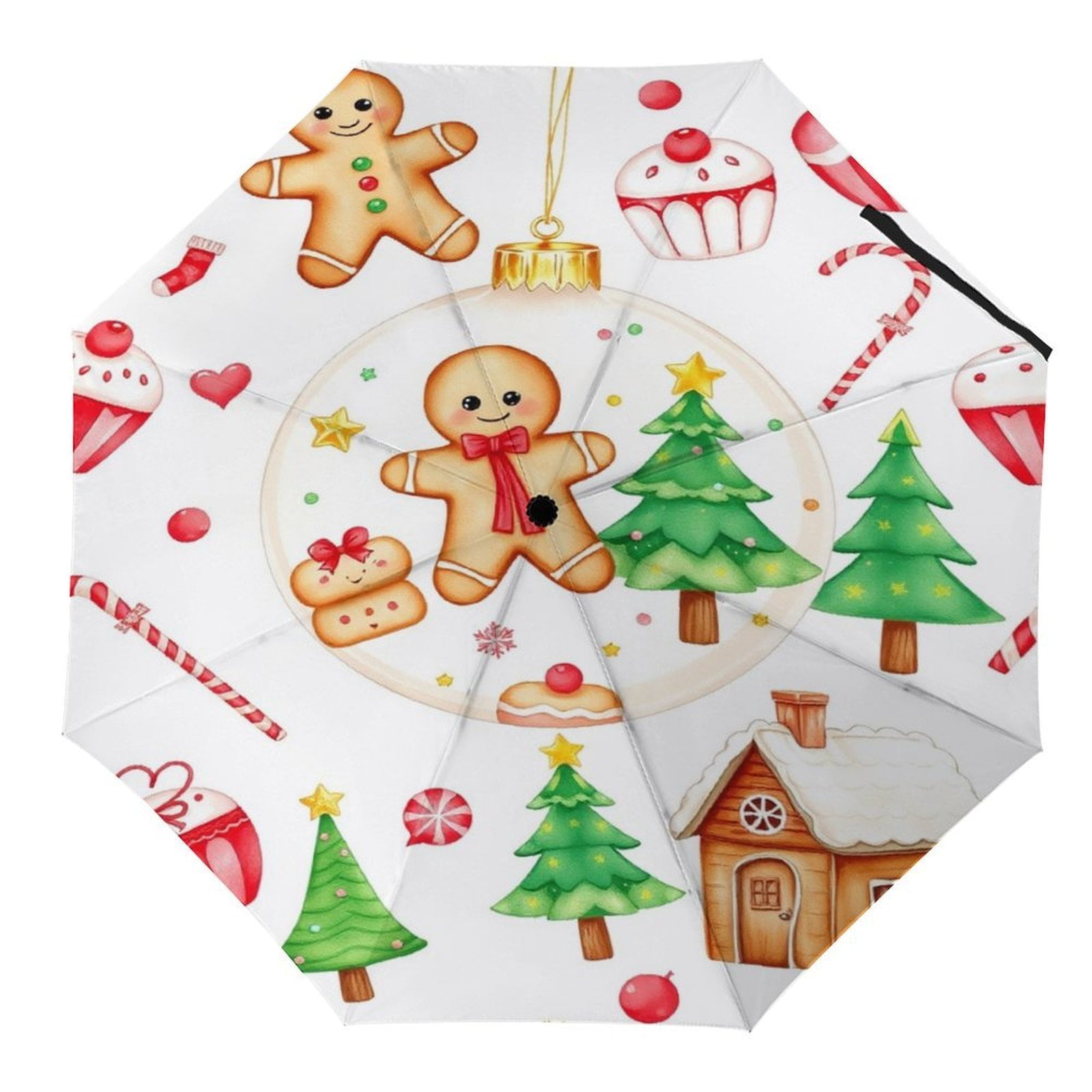 Christmas Cookie Pattern Sunscreen Parasol Outdoor Convinient Folding ...