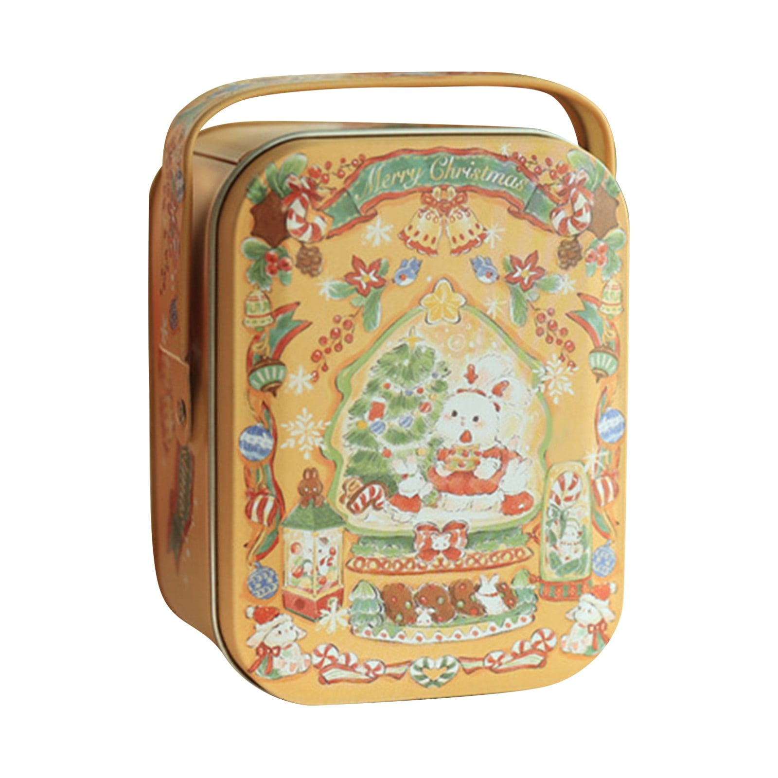 Christmas Cookie Tin with Lid, Holiday Biscuit Storage Metal Box ...