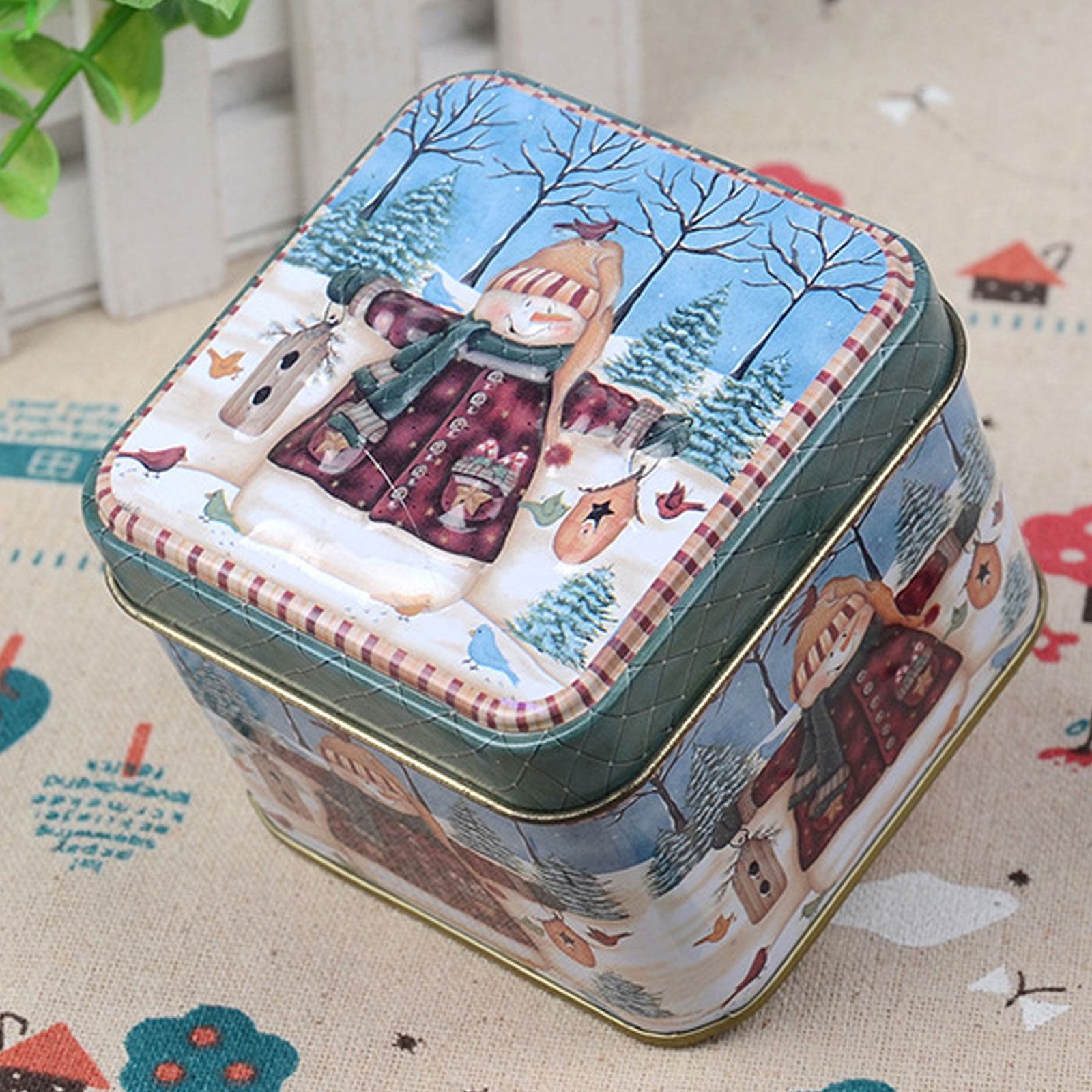 Christmas Cookie Tins with Lids Square Candy Metal Cookie Tins Empty ...