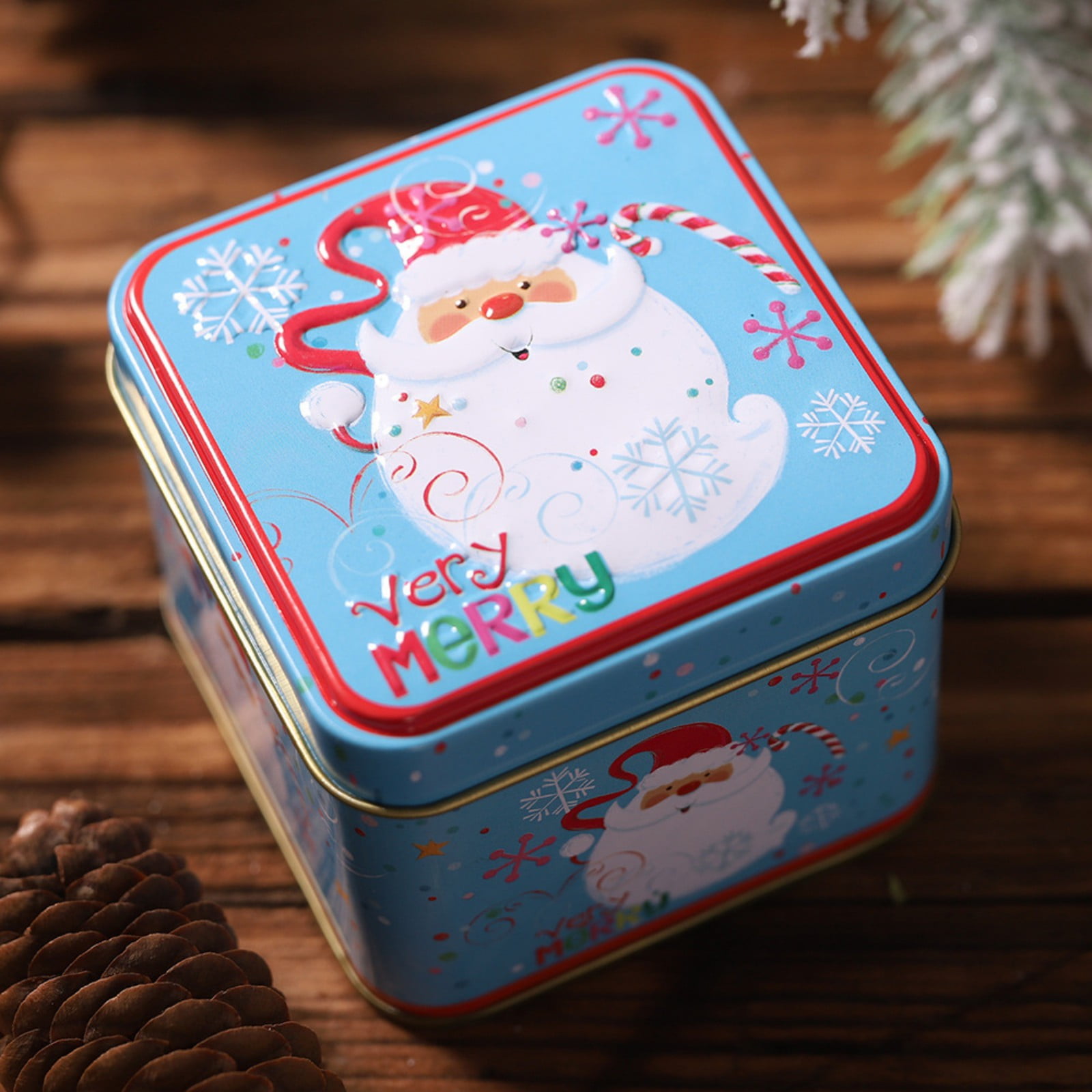 Christmas Cookie Tins Xmas Square Candy Tinplate Tins Large Capacity ...